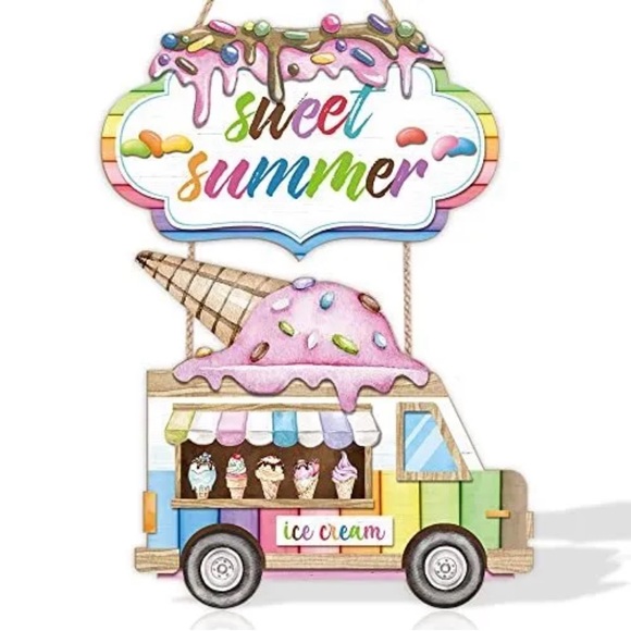 Wall Decor | Farmhouse Sweet Summer Wooden Door Sign Hanging Colorful ...